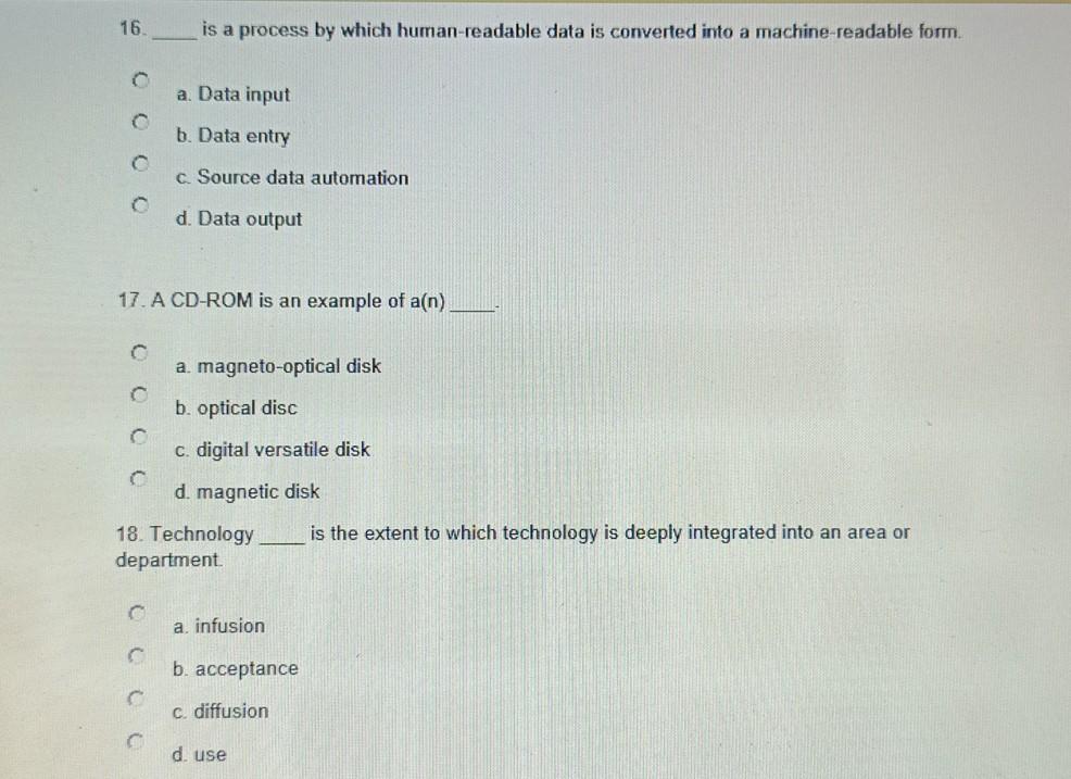 Solved 16 is a process by which human-readable data is | Chegg.com