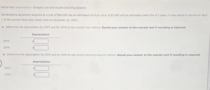Solved Partial-Year Deprechation: Straight-Line and Double | Chegg.com