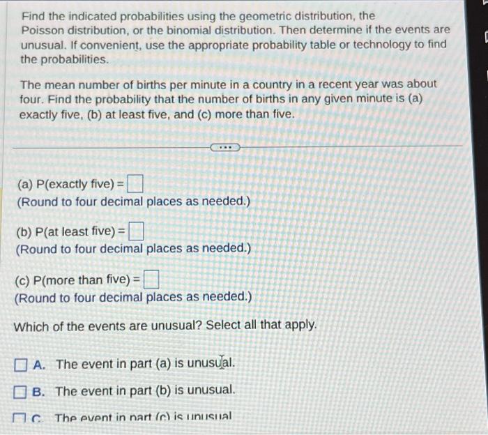Solved Find the indicated probabilities using the geometric | Chegg.com