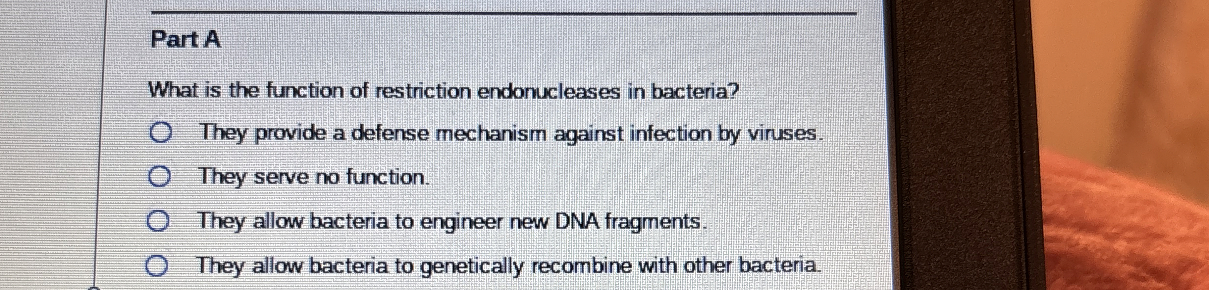 Solved Part AWhat is the function of restriction | Chegg.com