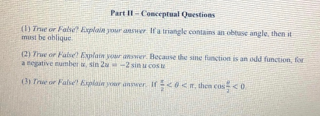 Solved Part I - Proofs and Derivations (1) Given two complex | Chegg.com