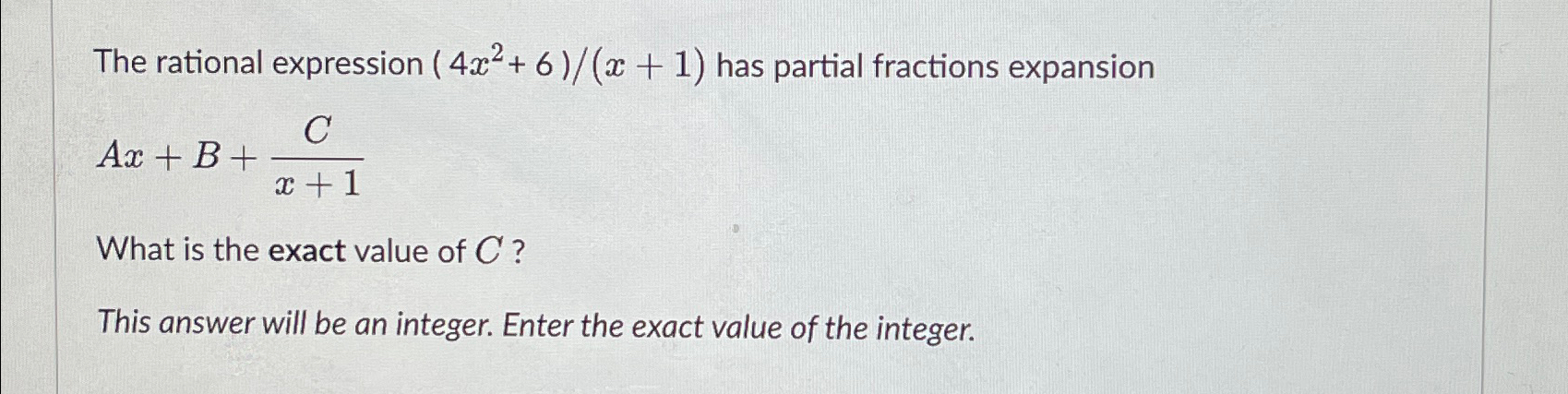 Solved The rational expression 4x2+6x+1 ﻿has partial | Chegg.com