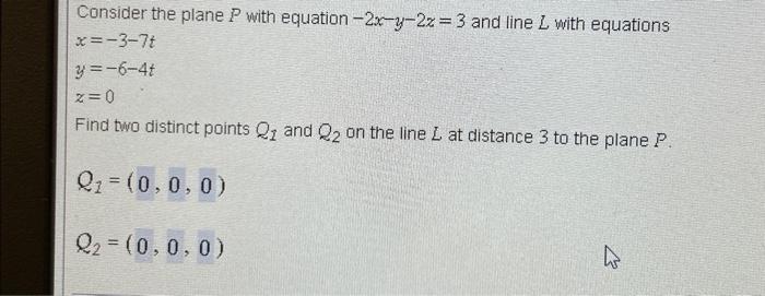 Solved Consider the plane P with equation −2x−y−2z=3 and | Chegg.com
