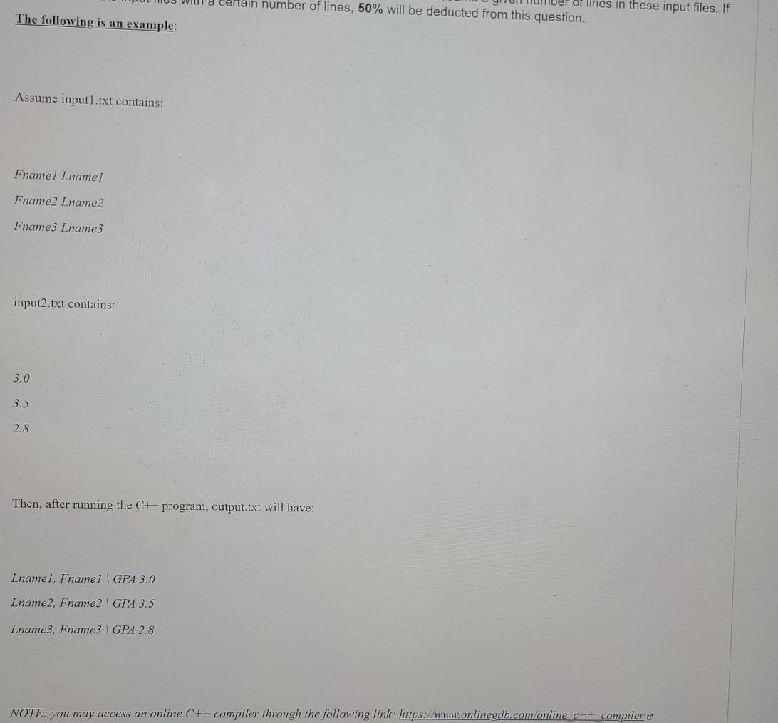 Solved Consider two files by the names of input1.txt and | Chegg.com