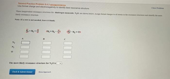 Solved Tutored Practice Problem 3.4.3 Use formal charge and | Chegg.com