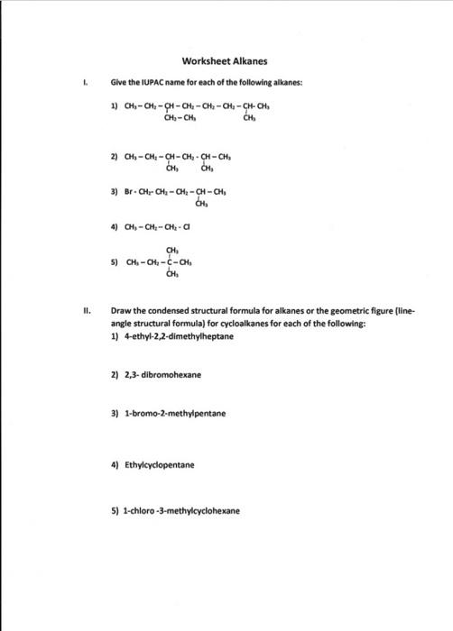 Solved L. Give the IUPAC name for each of the following | Chegg.com