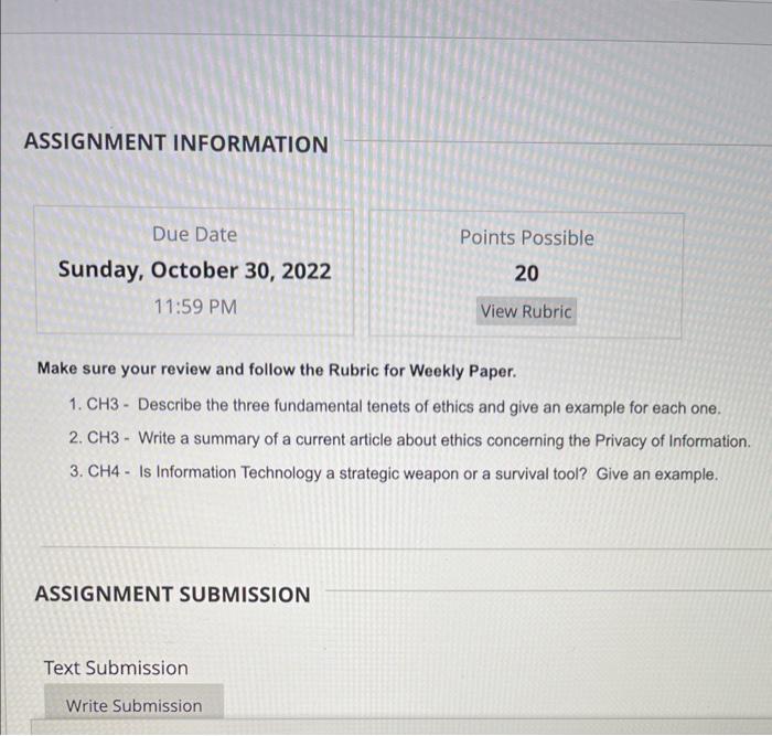 ASSIGNMENT INFORMATION Make sure your review and | Chegg.com