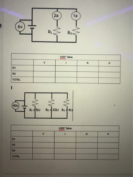 Solved VIRP Table R1 R2 TOTAL R: 550 R2200 R 40 VIRP Table V | Chegg.com