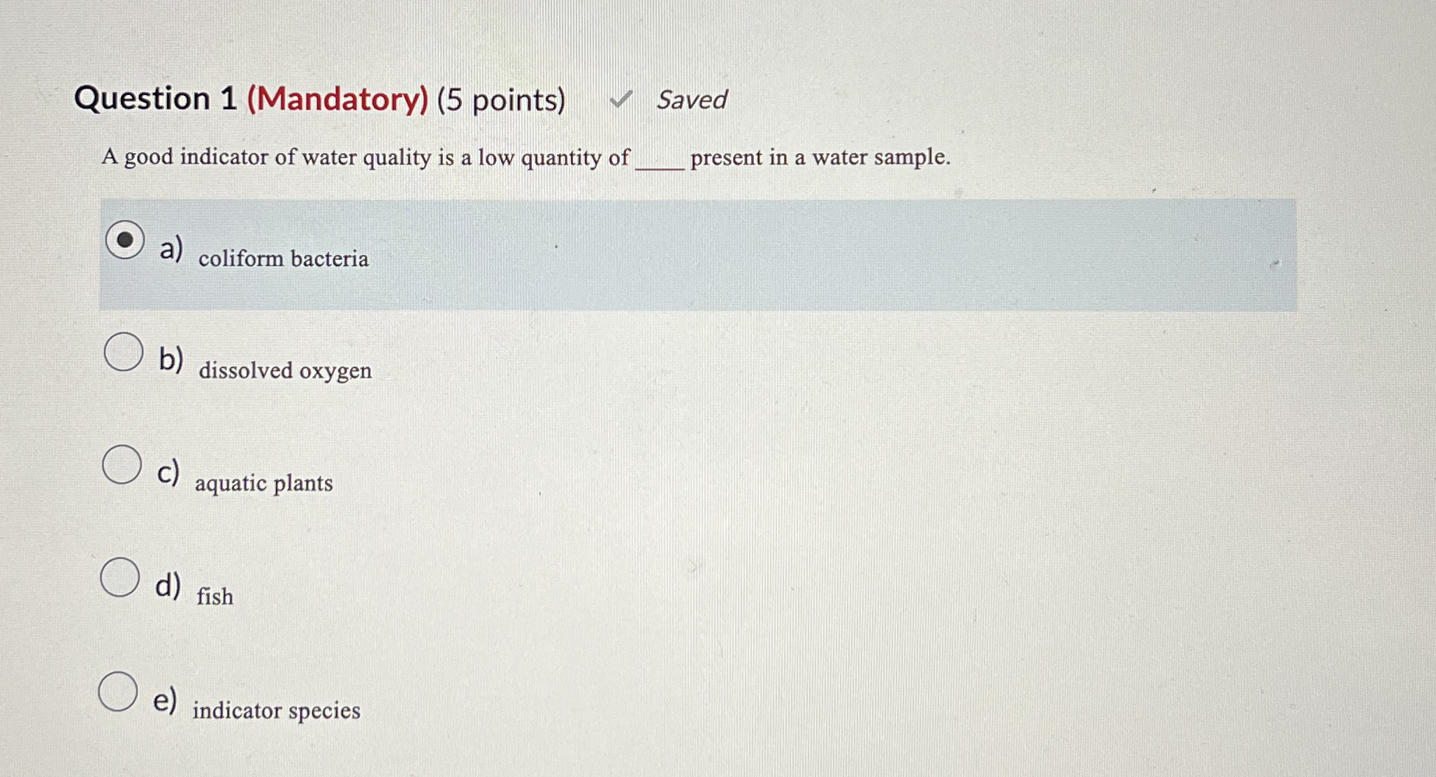 Solved Question 1 (Mandatory) (5 ﻿points)SavedA good | Chegg.com