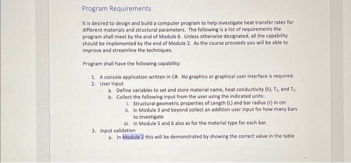 Solved Program Requirements It is desired to design and | Chegg.com