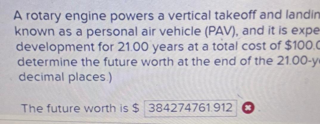 Solved A rotary engine powers a vertical takeoff and landin | Chegg.com