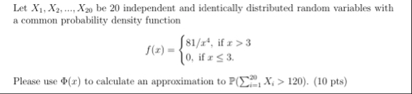 Solved Let x1,x2,dots,x20 ﻿be 20 ﻿independent and | Chegg.com