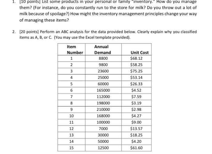 Solved 1. [10 points List some products in your personal or | Chegg.com