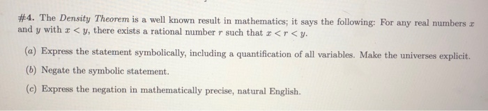 Solved #4. The Density Theorem is a well known result in | Chegg.com