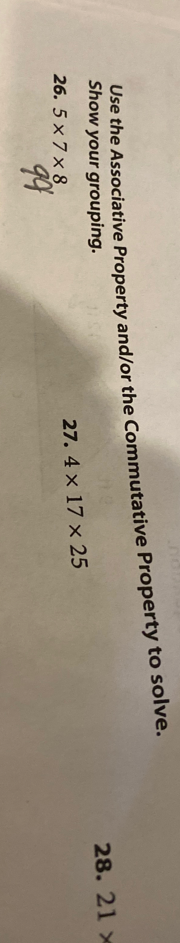 Solved Use the Associative Property and/or the Commutative | Chegg.com