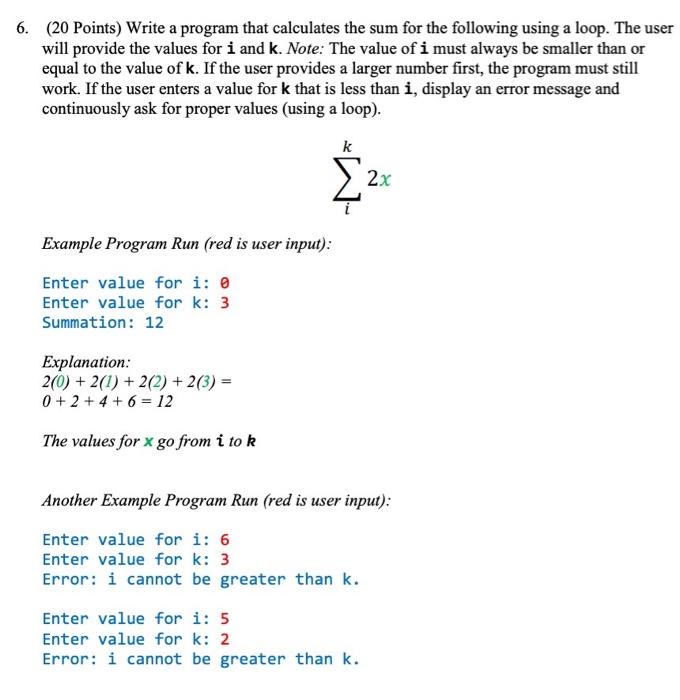 Solved (20 Points) Write a program that calculates the sum | Chegg.com