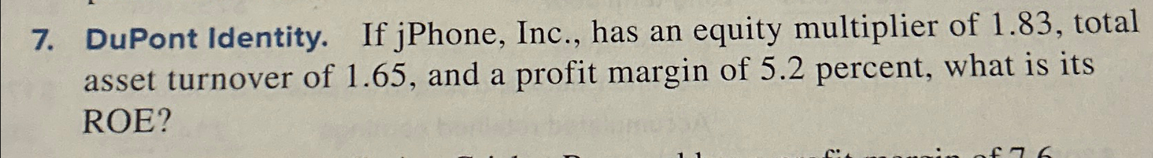 Solved DuPont Identity. If jPhone, Inc., has an equity | Chegg.com