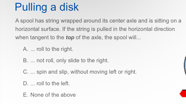 Solved Pulling a diskA spool has string wrapped around its | Chegg.com
