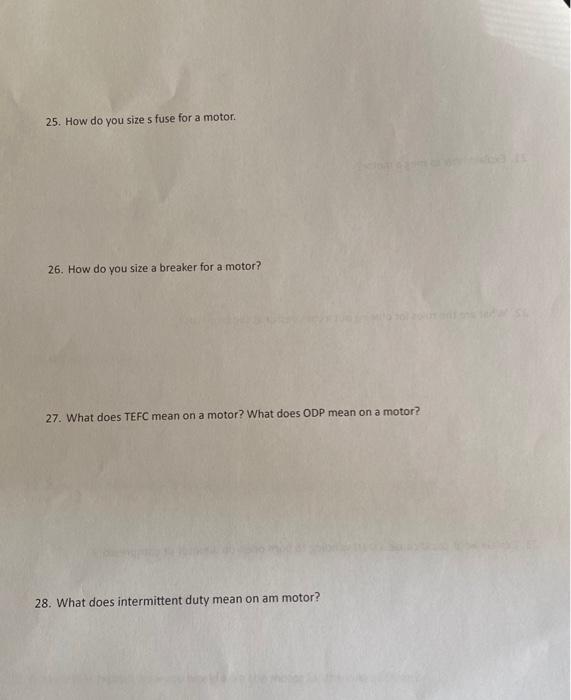 Solved 21. Explain how to meg a motor? 22. What are the | Chegg.com