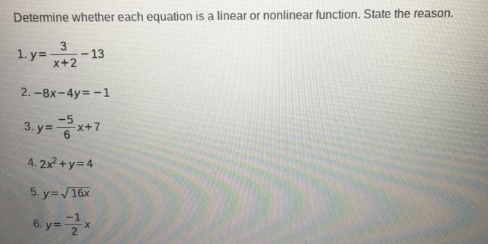 Solved Determine Whether Each Equation Is A Linear Or