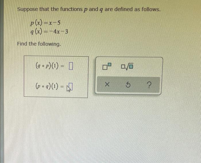 Solved Suppose that the functions p and q are defined as | Chegg.com