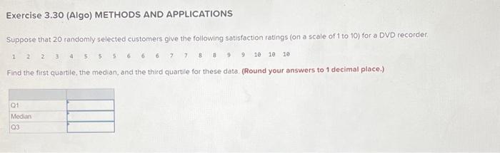 Exercise 3.30 (Algo) METHODS AND APPLICATIONS Suppose | Chegg.com