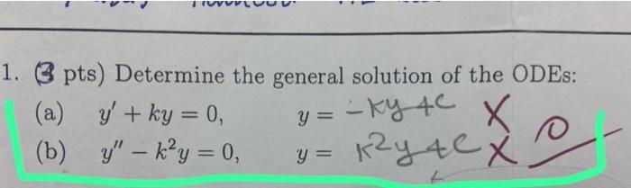 Solved ( 3pts ) Determine the general solution of the ODEs: | Chegg.com
