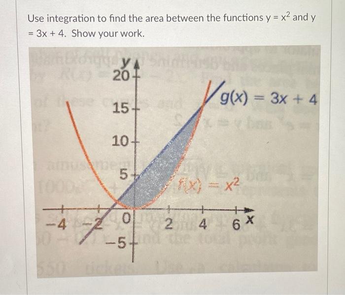 Solved Use integration to find the area between the | Chegg.com