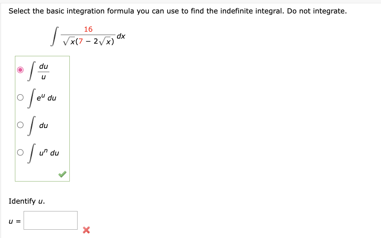 Solved Select the basic integration formula you can use to | Chegg.com
