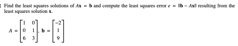 Solved Find the least squares solutions of Ax=b ﻿and compute | Chegg.com