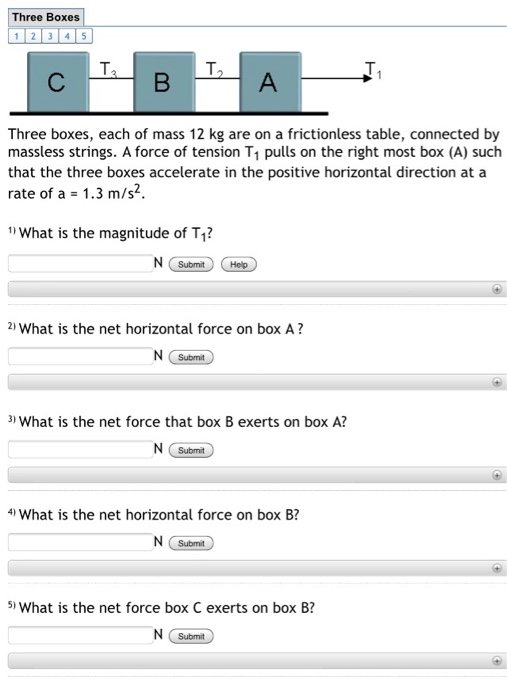 Solved Three Boxes A Three boxes, each of mass 12 kg are on | Chegg.com