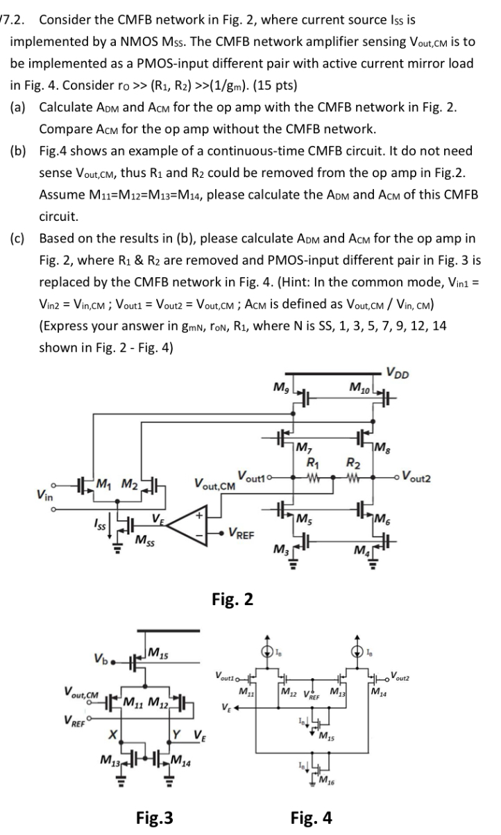 Solved 17.2. ﻿Consider the CMFB network in Fig. 2, ﻿where | Chegg.com