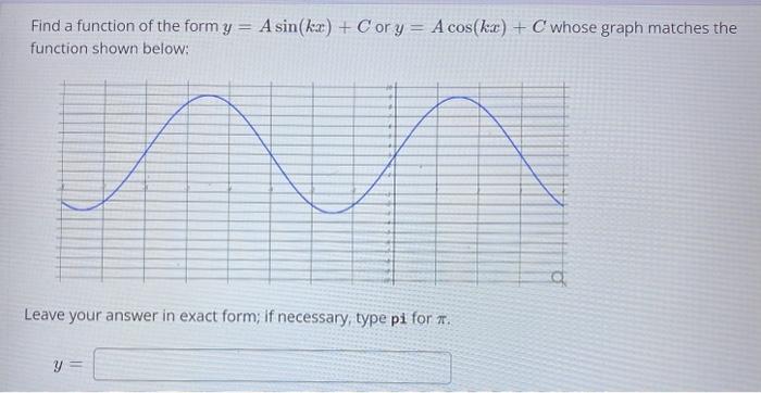 Find A Function Of The Form Y Asin Kx C Or Y