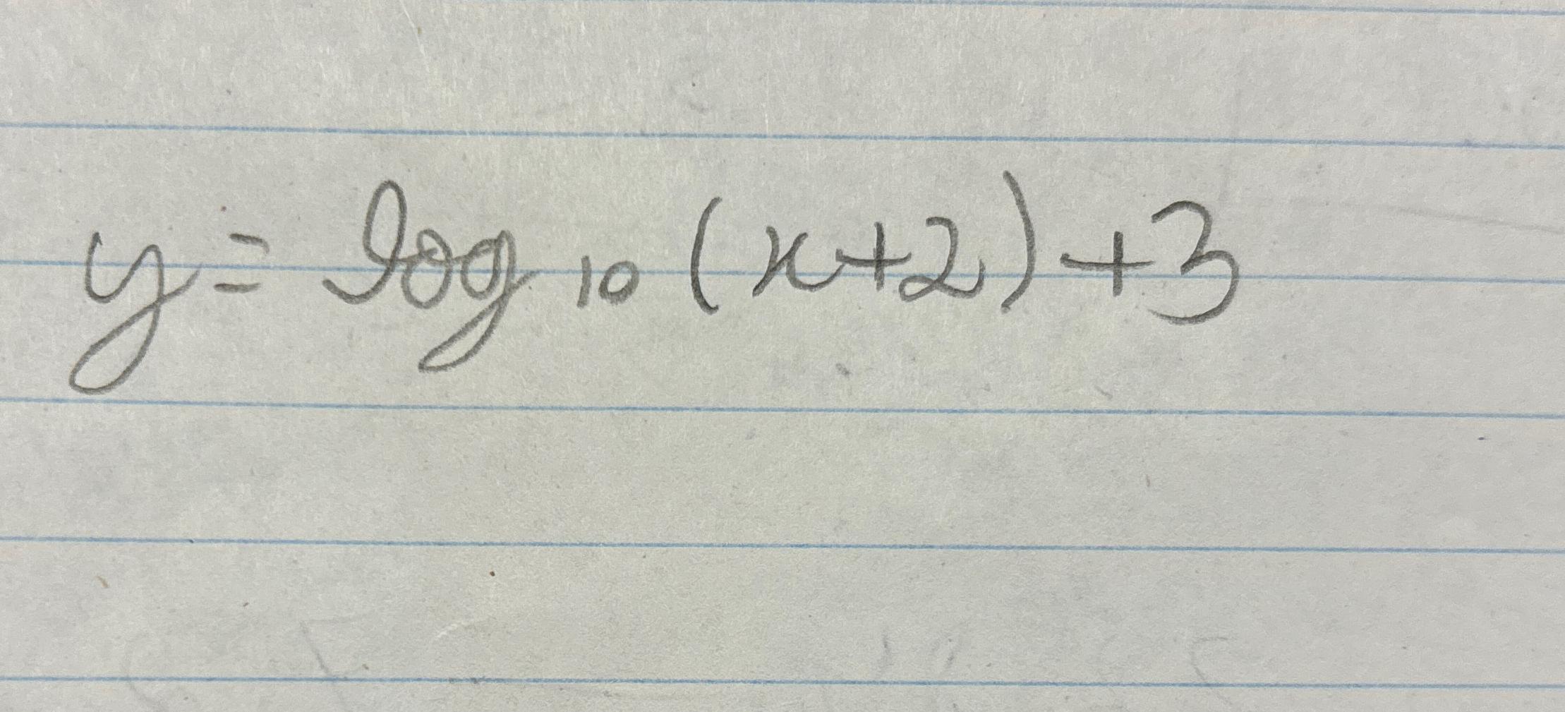 Solved y=log10(x+2)+3 | Chegg.com