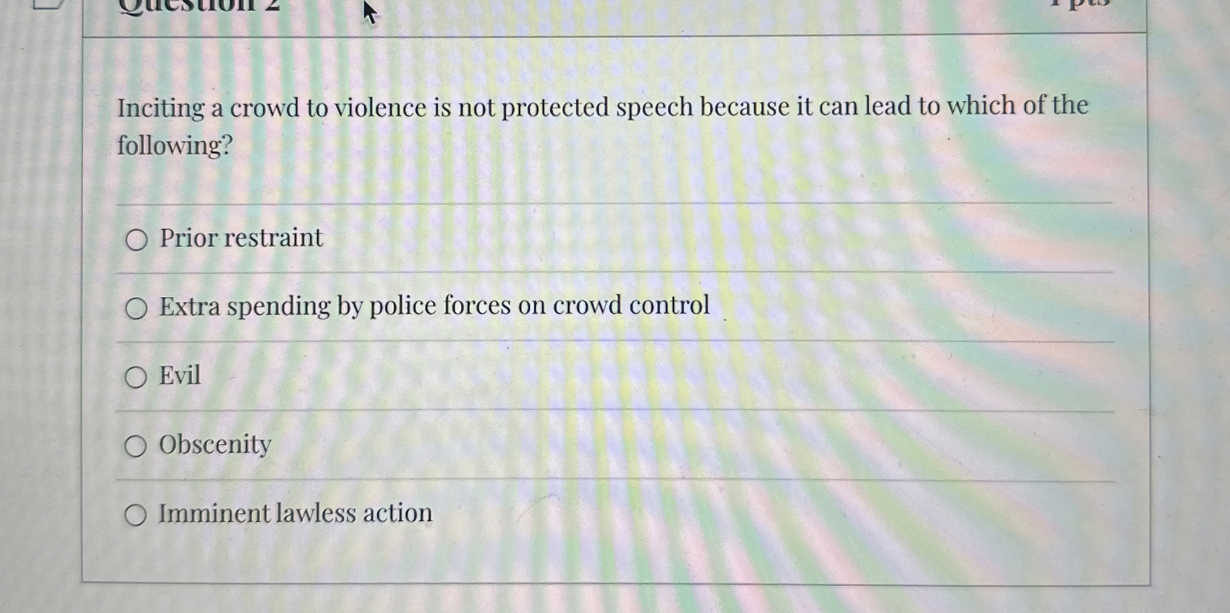Solved Inciting a crowd to violence is not protected speech | Chegg.com