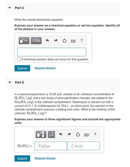 Solved The electrolysis of Na2SO4(aq) is conducted in two | Chegg.com