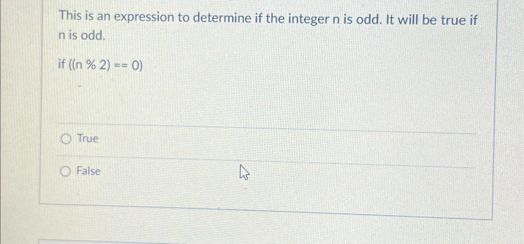 Solved This is an expression to determine if the integer n | Chegg.com