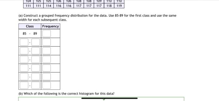 Solved Construct a grouped frequency distribution for the | Chegg.com