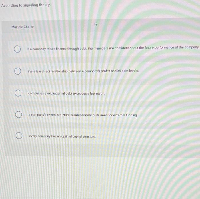 Solved According to signaling theory: Multiple Choice If a | Chegg.com