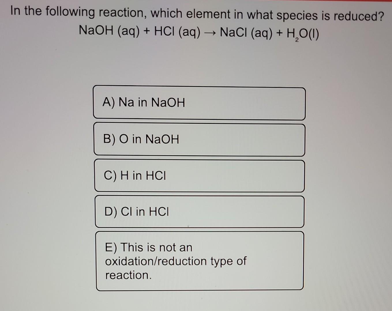 Solved In the following reaction, which element in what | Chegg.com