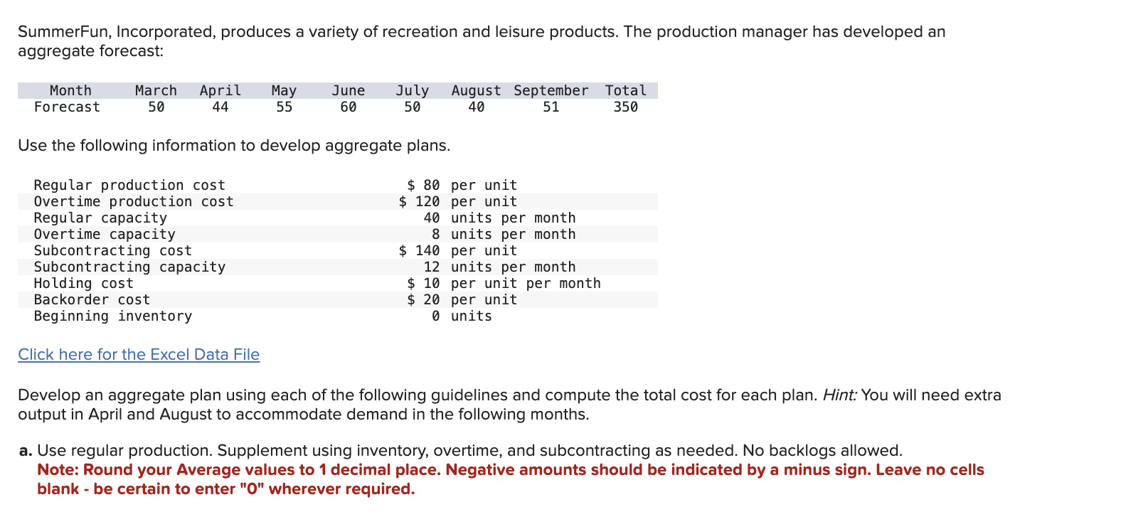 Solved a. ﻿Use regular production. Supplement using | Chegg.com