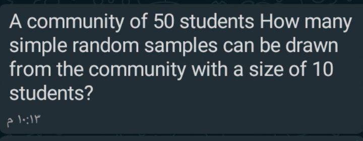 Solved A community of 50 students How many simple random | Chegg.com