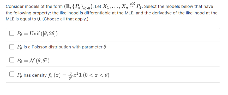 Solved Consider models of the form (R,{Pθ}θ>0). ﻿Let | Chegg.com