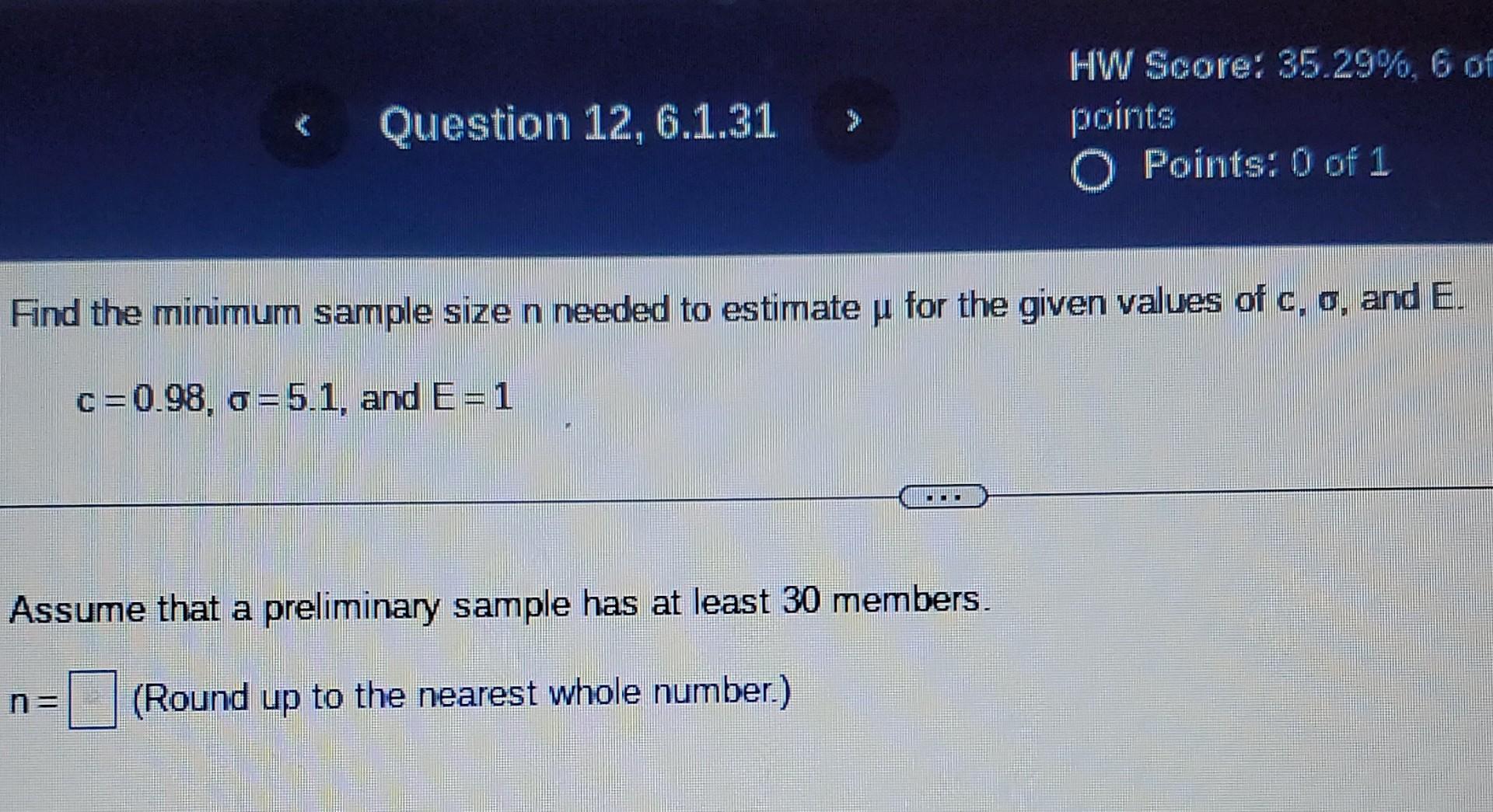 Solved Find the minimum sample size n needed to estimate μ | Chegg.com