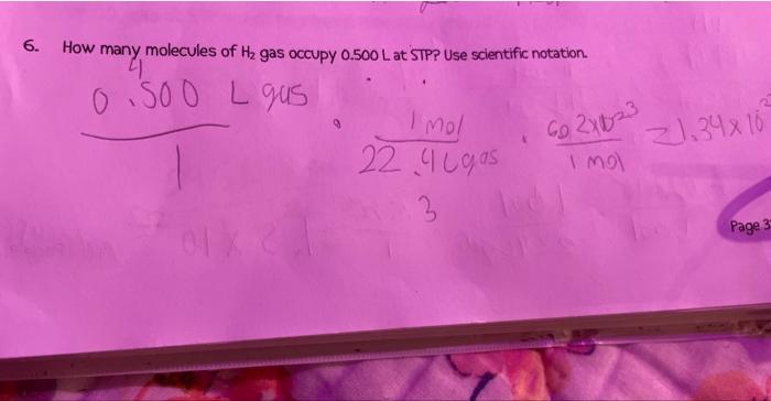 Solved How many molecules of H2 gas occupy 0.500 L at STP | Chegg.com