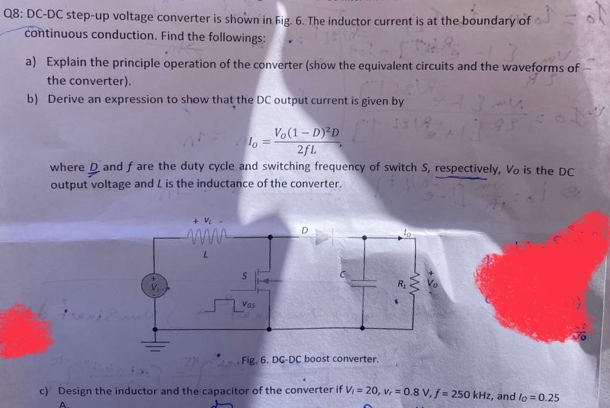 Solved Q8: DC-DC step-up voltage converter is shown in Fig. | Chegg.com