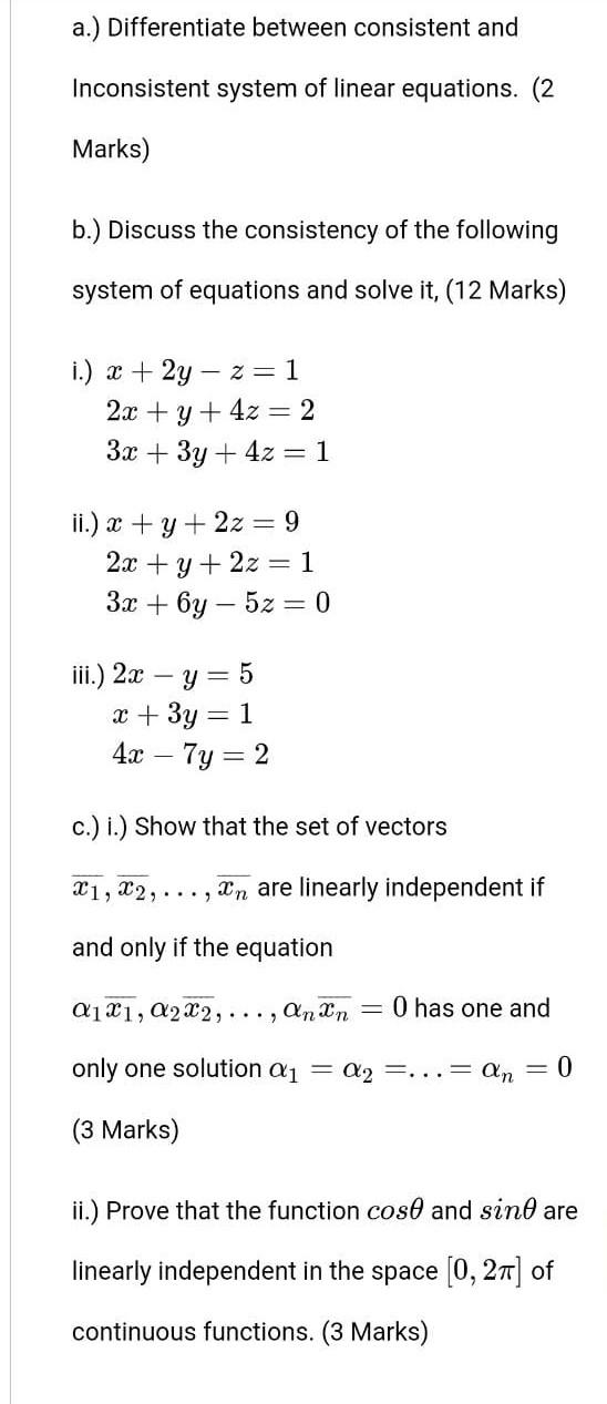 Solved a.) Differentiate between consistent and Inconsistent | Chegg.com
