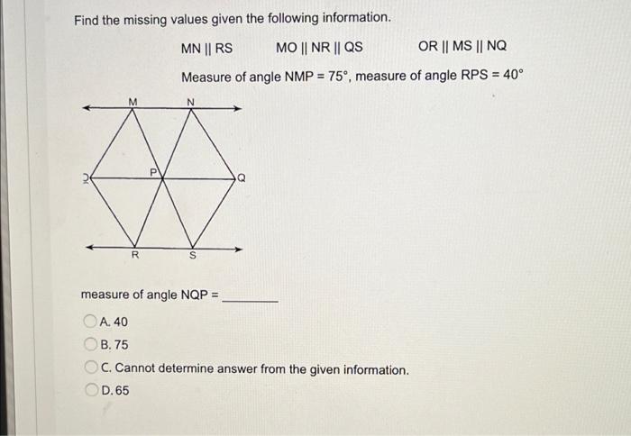 Solved Find the missing values given the following | Chegg.com