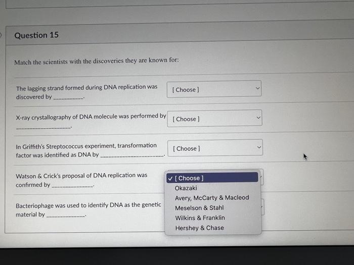 Solved Match the scientists with the discoveries they are | Chegg.com