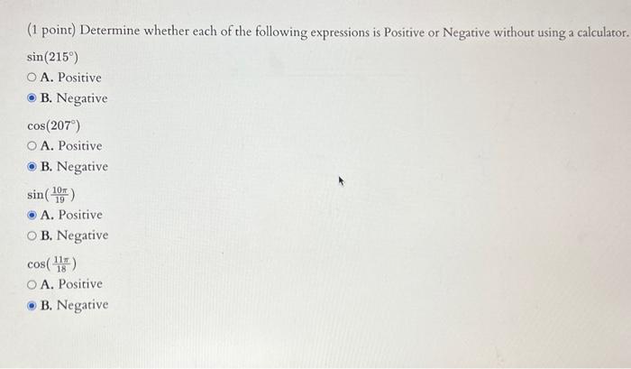 Solved (1 point) Determine whether each of the following | Chegg.com